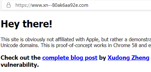 Homograph Attack Using Unicode - 4rchib4ld Victory Road